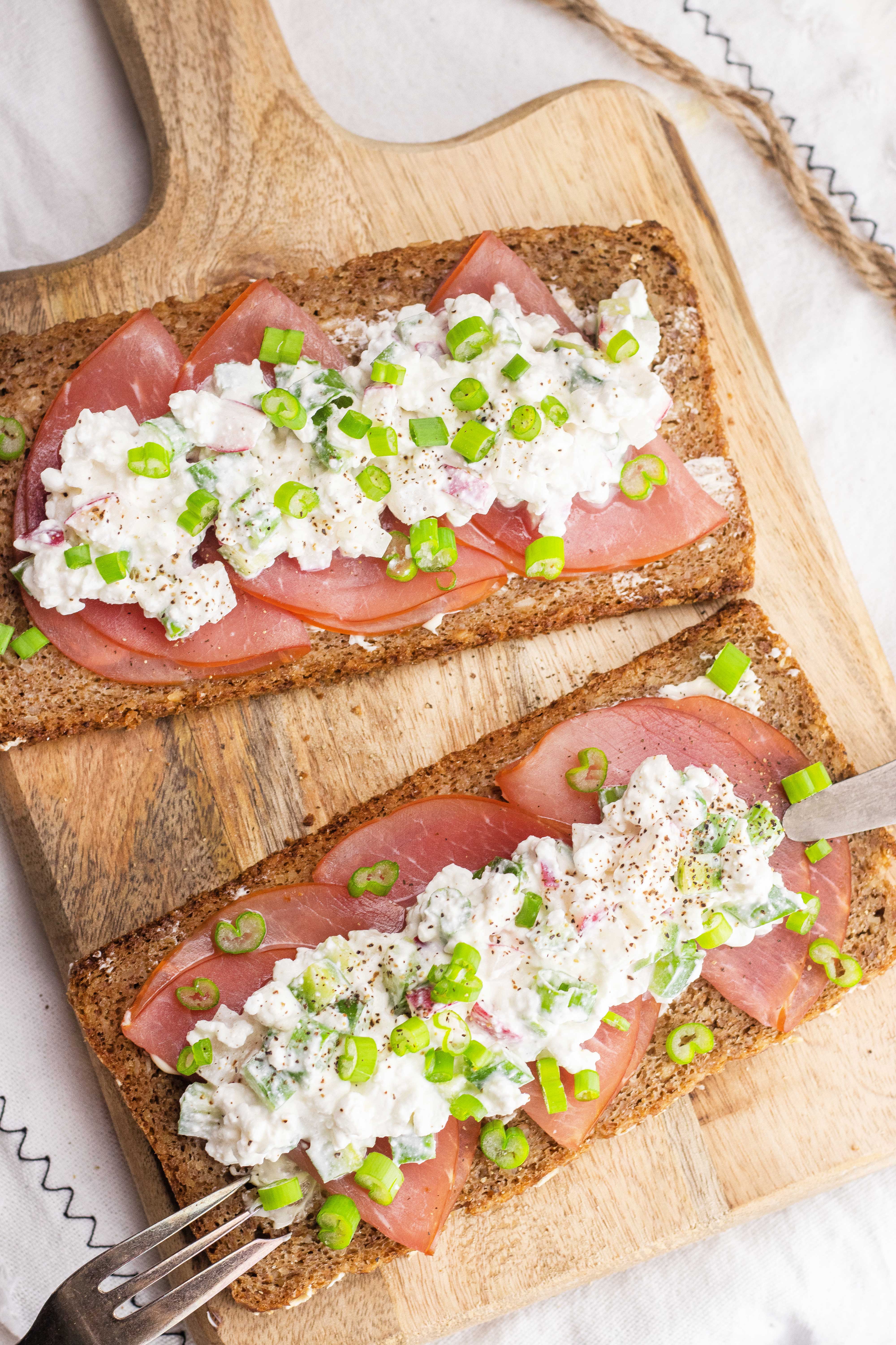 Mestemacher Fitness bread with “lachsschinken” (smoked, rolled fillet ...